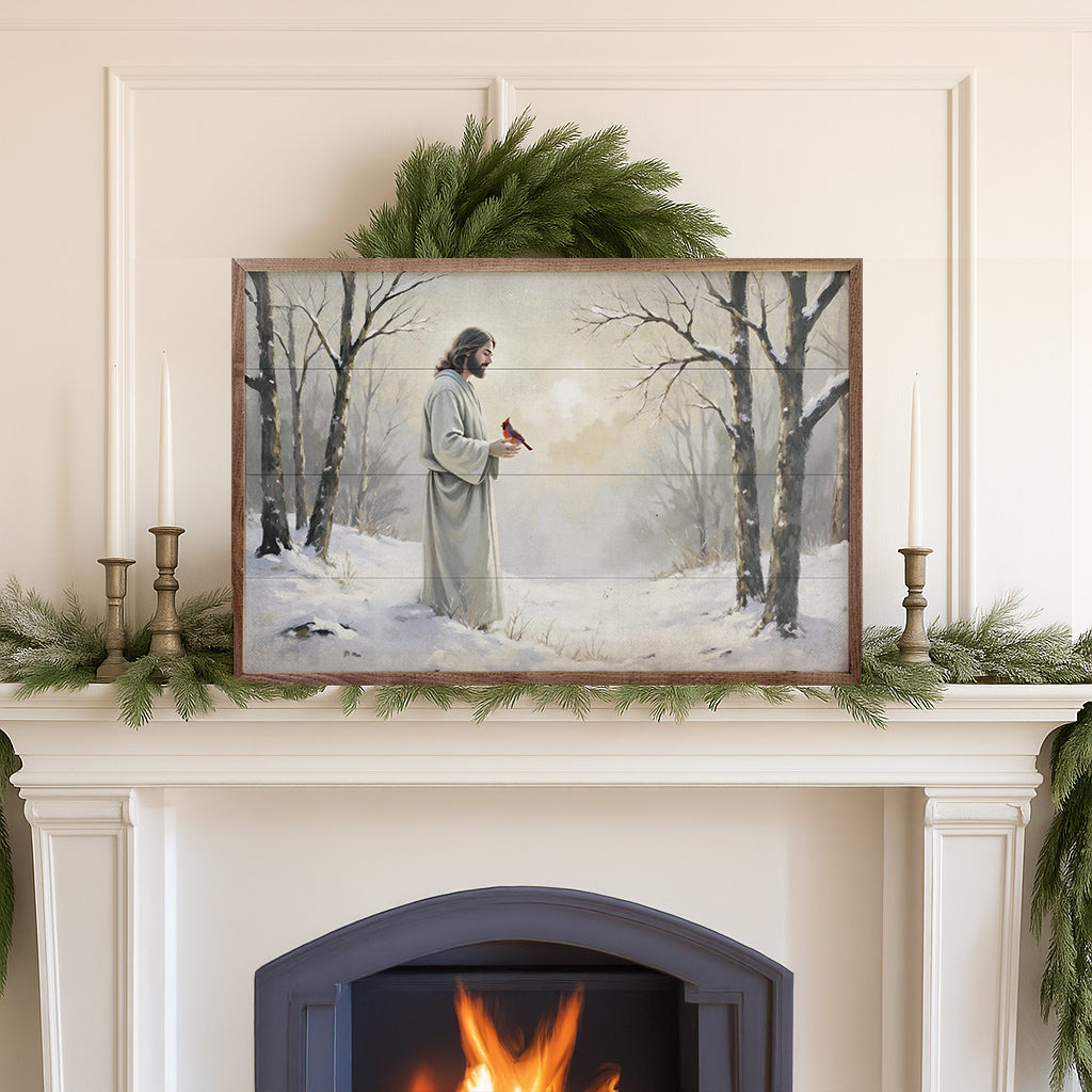Cardinal And Jesus In Snow – Shimlee